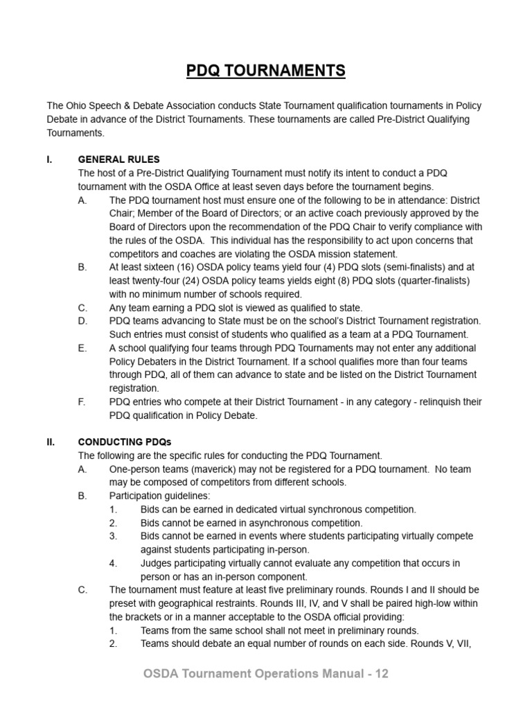 Osda PDQ Manual | PDF | Tournament | Government