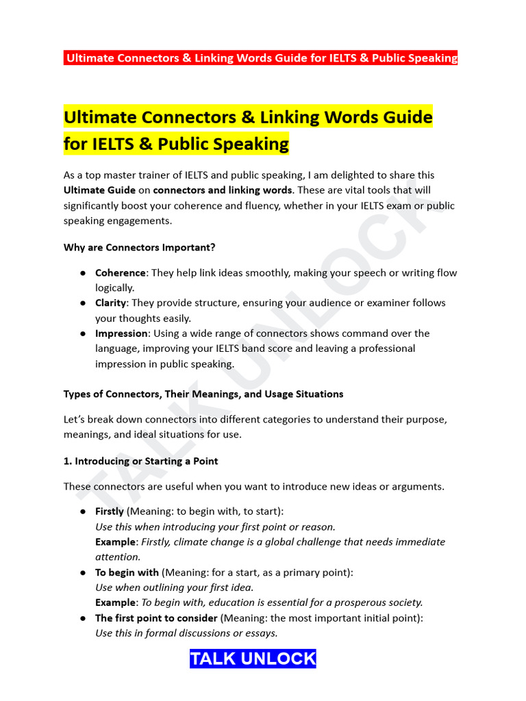 Ultimate Connectors & Linking Words Guide For IELTS & Public Speaking ...