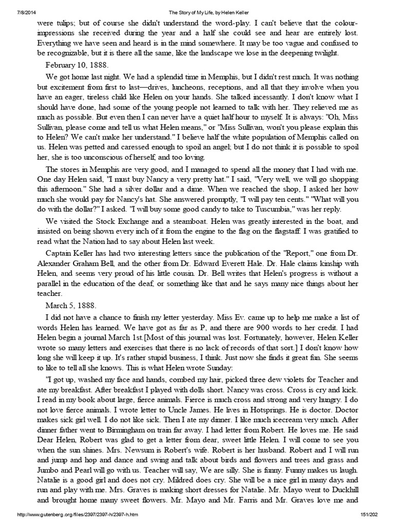 The Story of My Life, by Helen Keller (151-202) | PDF | Senses | Odor