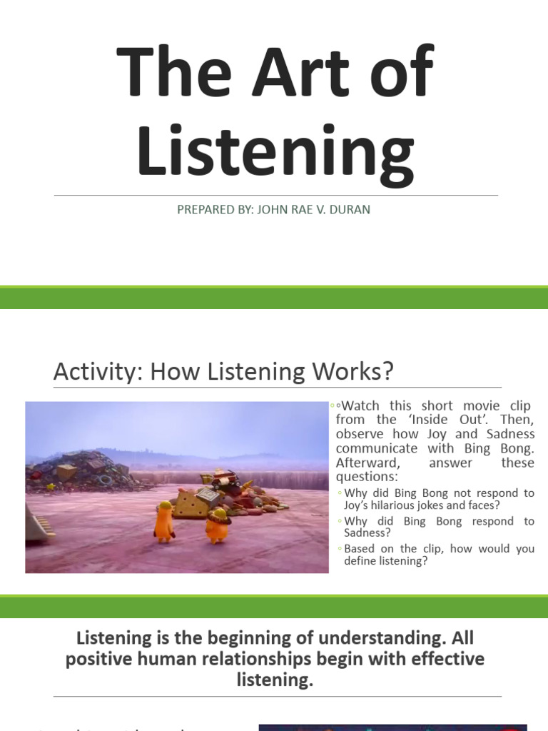 The Art of Listening - PPTM | PDF | Hearing | Communication