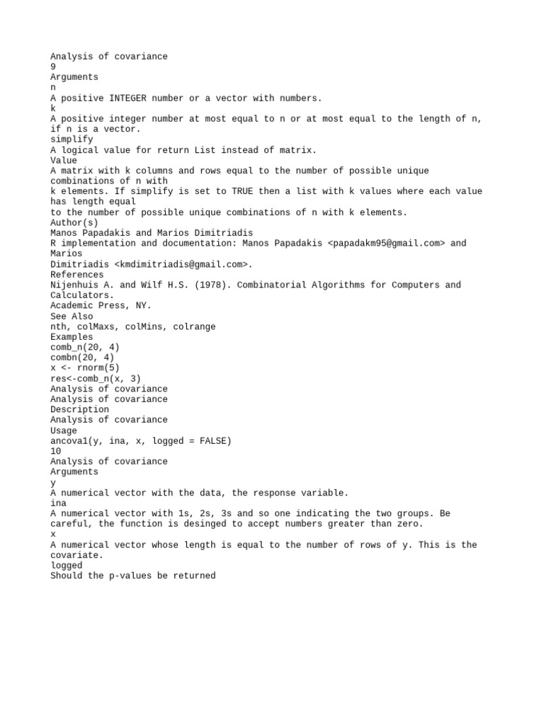 R Combinatorial Functions Guide | PDF | Teaching Methods & Materials