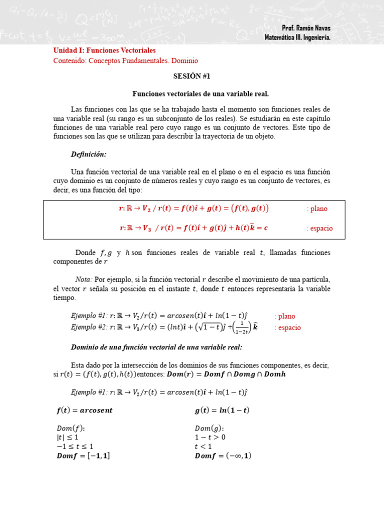 Sesión #1 | PDF | Función (Matemáticas) | Vector Euclidiano
