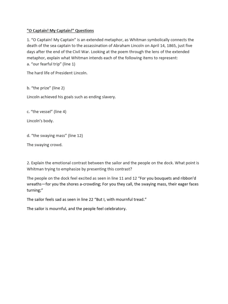 O Captain | PDF | Poetry | Abraham Lincoln