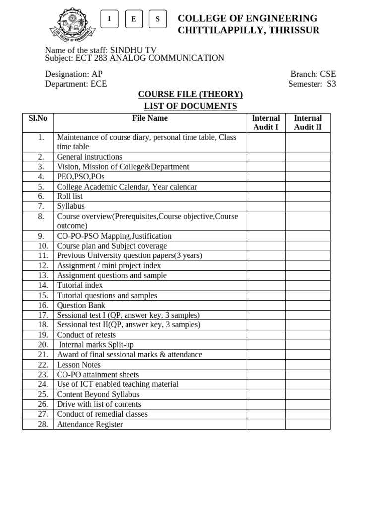 ECT 283 Analog Communication Course File | PDF