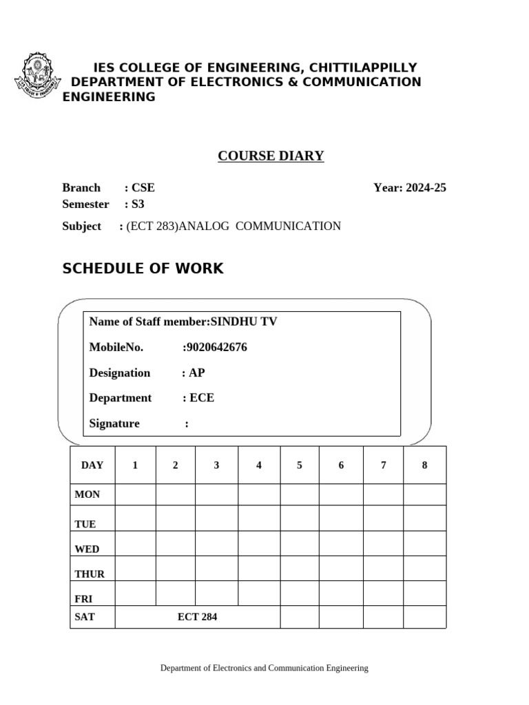 1.2.Course Diary - Copy | PDF