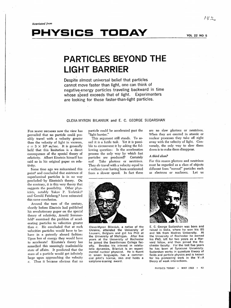Particles Beyond The Light Barrier | PDF