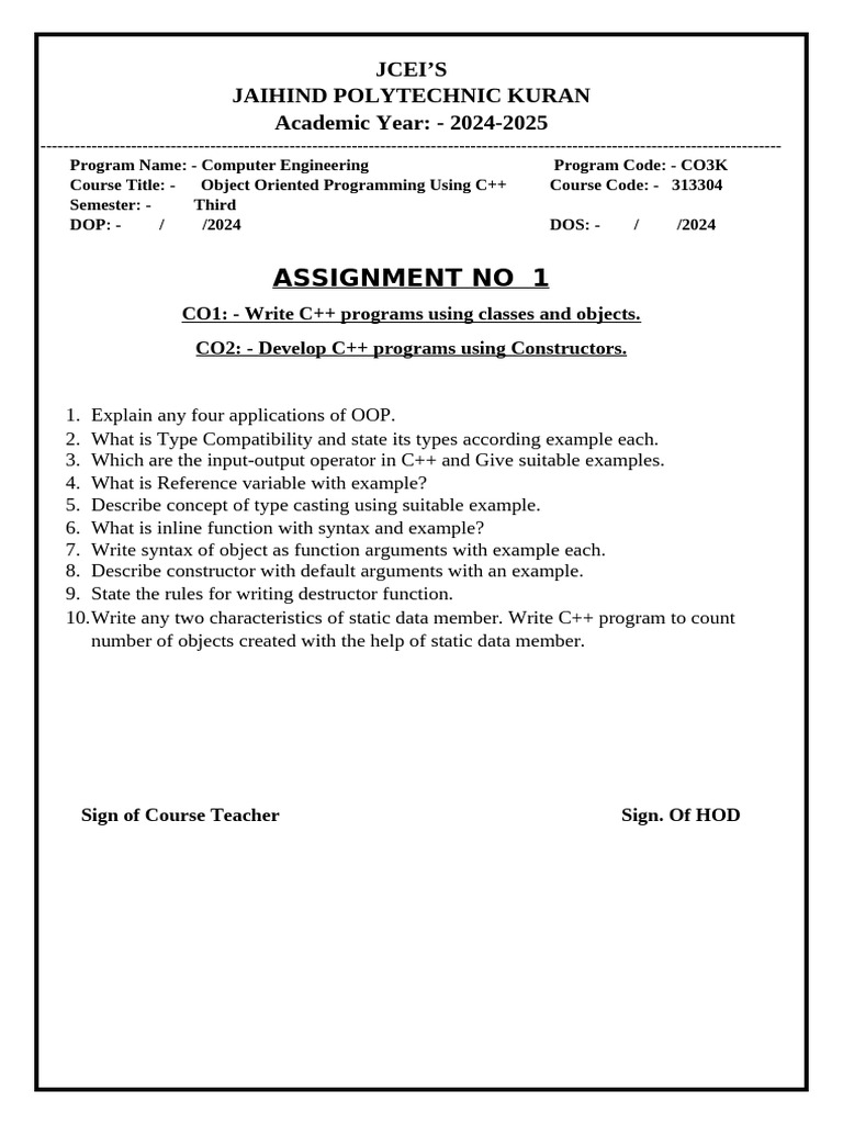 Assignment 1 (UT-1 & 2) | PDF