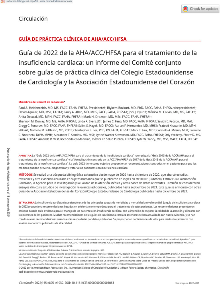 AHA IC - Pdf.en - Es | PDF | Insuficiencia cardíaca | Medicina CLINICA