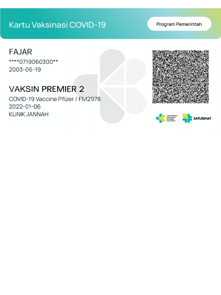 SERTIFIKAT-VAKSIN-DOSIS 2-FAJAR | PDF