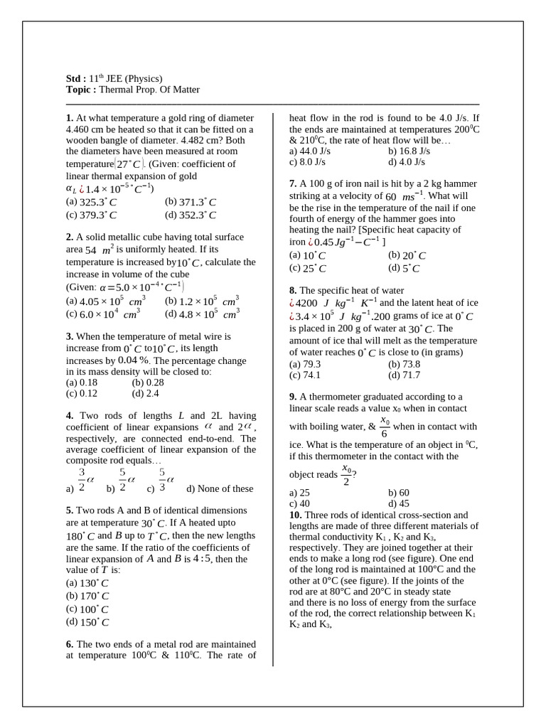Thermal Prop. Of Matter | PDF | Thermal Expansion | Temperature