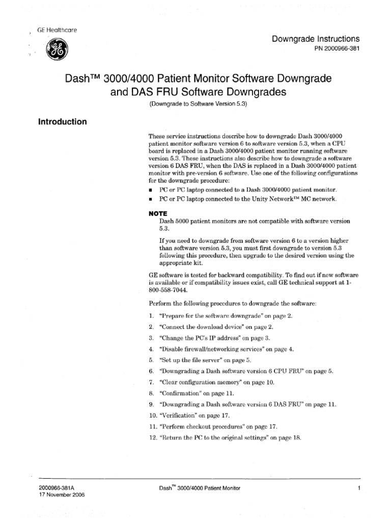 Dash Downgrade Instructions | PDF