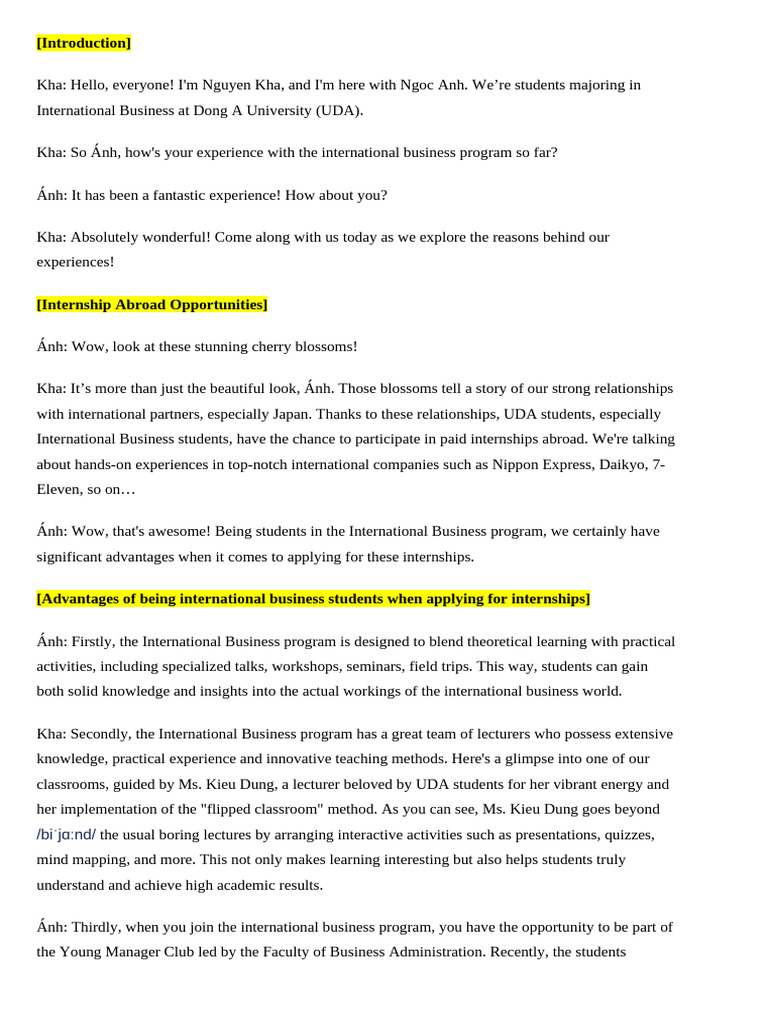 (Revised) Kịch bản Eng KDQT 2 | PDF | Learning | Cognition