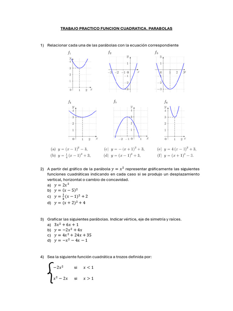 Trabajo Practico Funcion Cuadratica | PDF