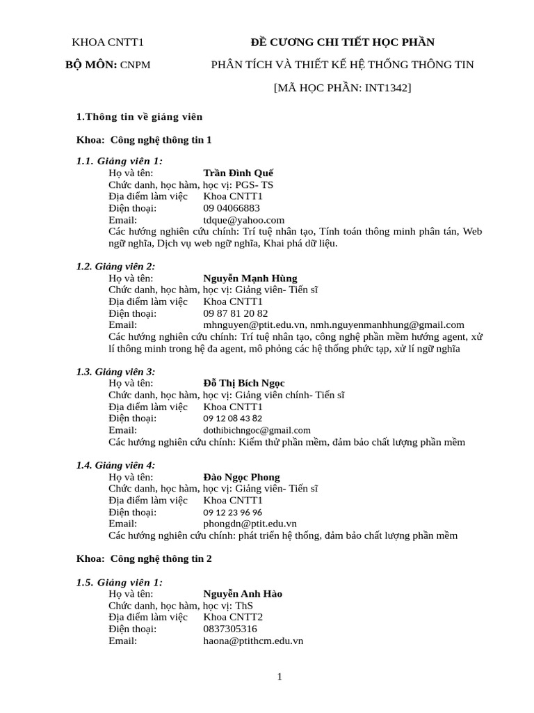 De cuong - Phan tich thiet ke HTTT - 2023 | PDF