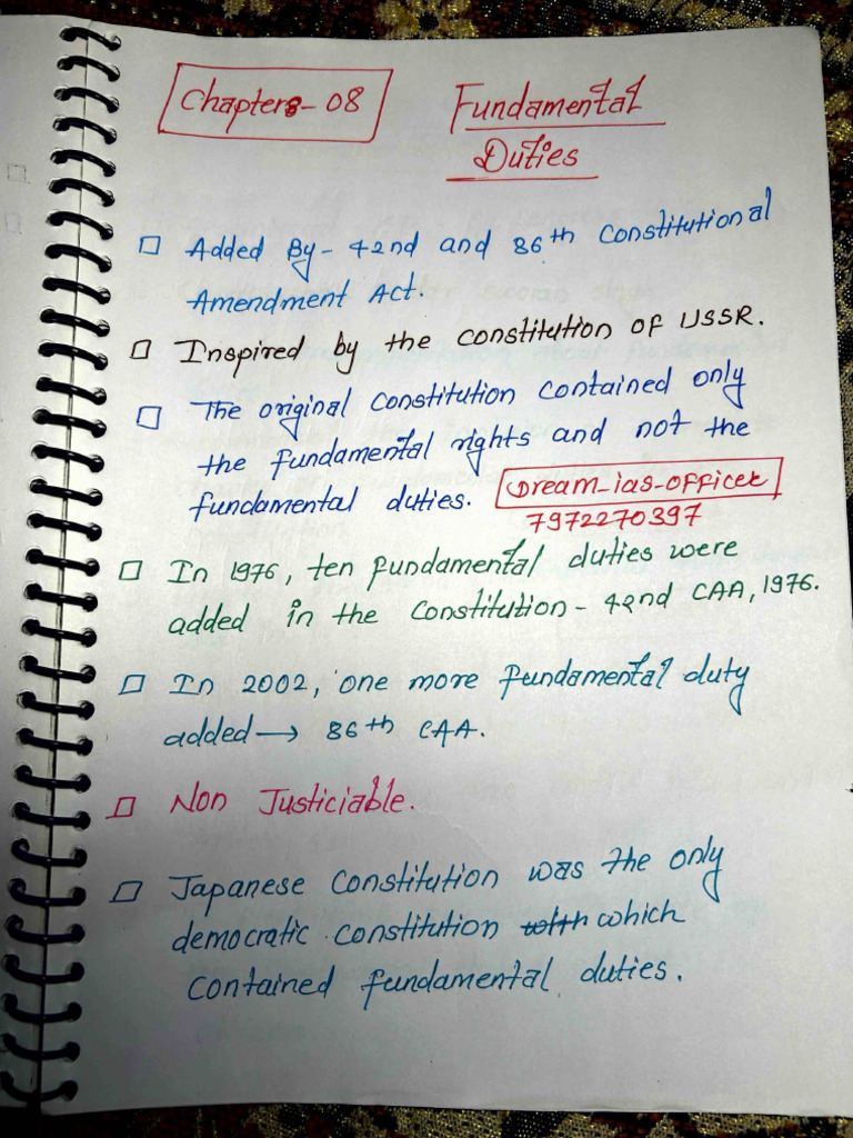 M lakshimikant Fundamental duty notes | PDF