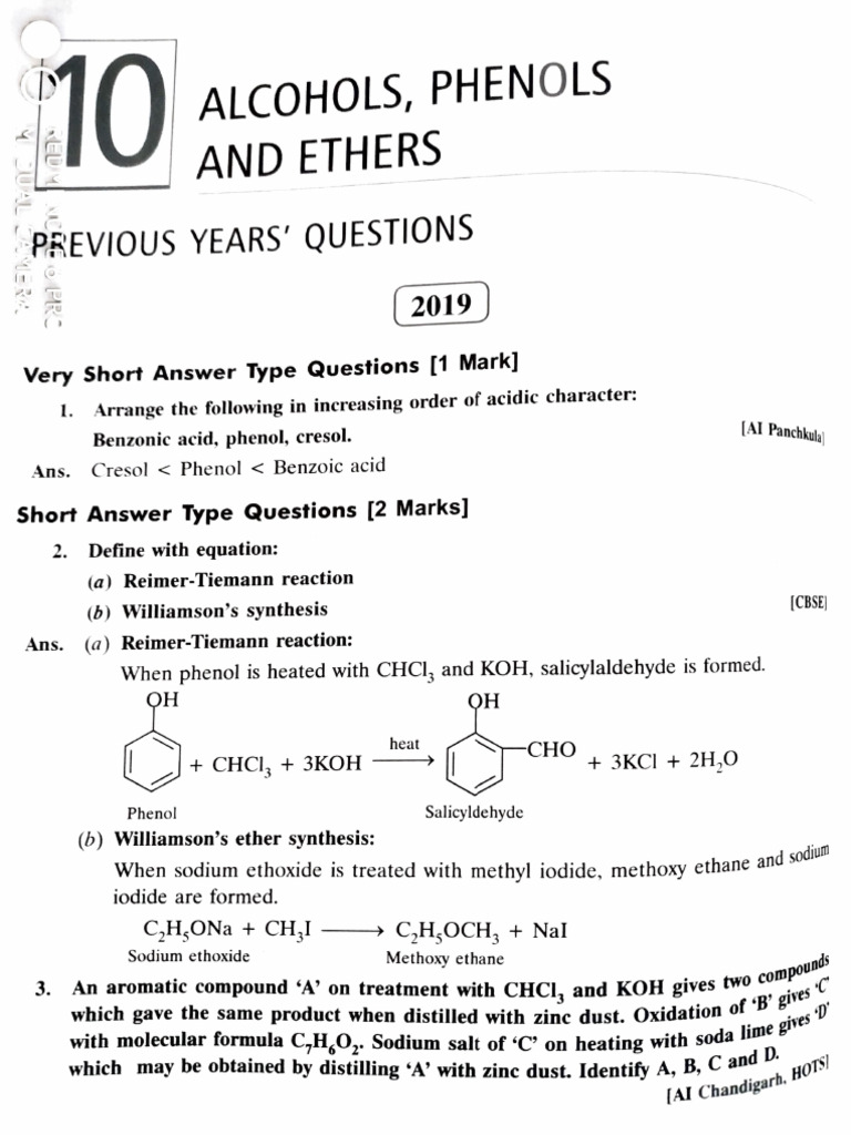 Previous Year Question Paper Answers Chapter 10 | PDF