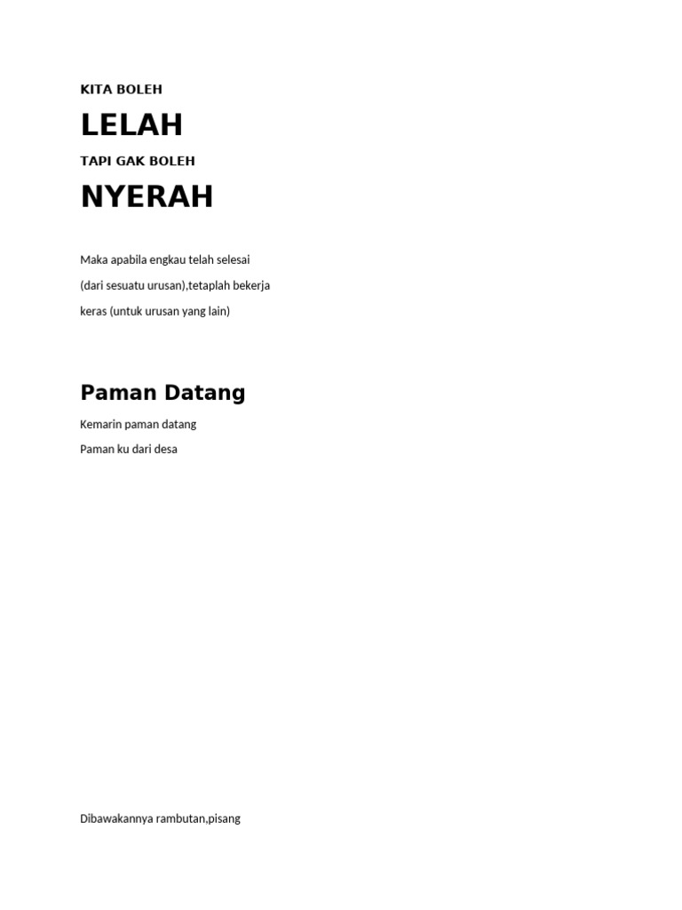 Semangat Kerja dan Kunjungan Paman | PDF