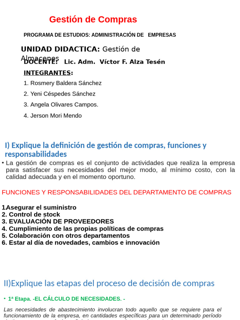 Semana 4 Gestión de Compras | PDF | Calidad (comercial) | Presupuesto