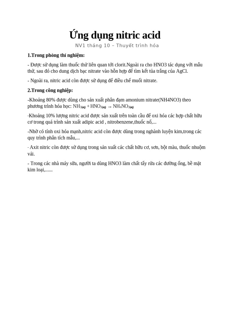 NG D NG Nitric Acid | PDF