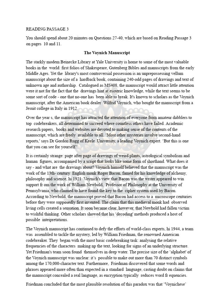 001 Passage 3 - Voynich Manuscript | PDF