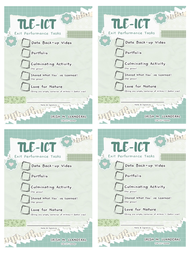 Tle-Ict - Exit Performance Tasks | PDF