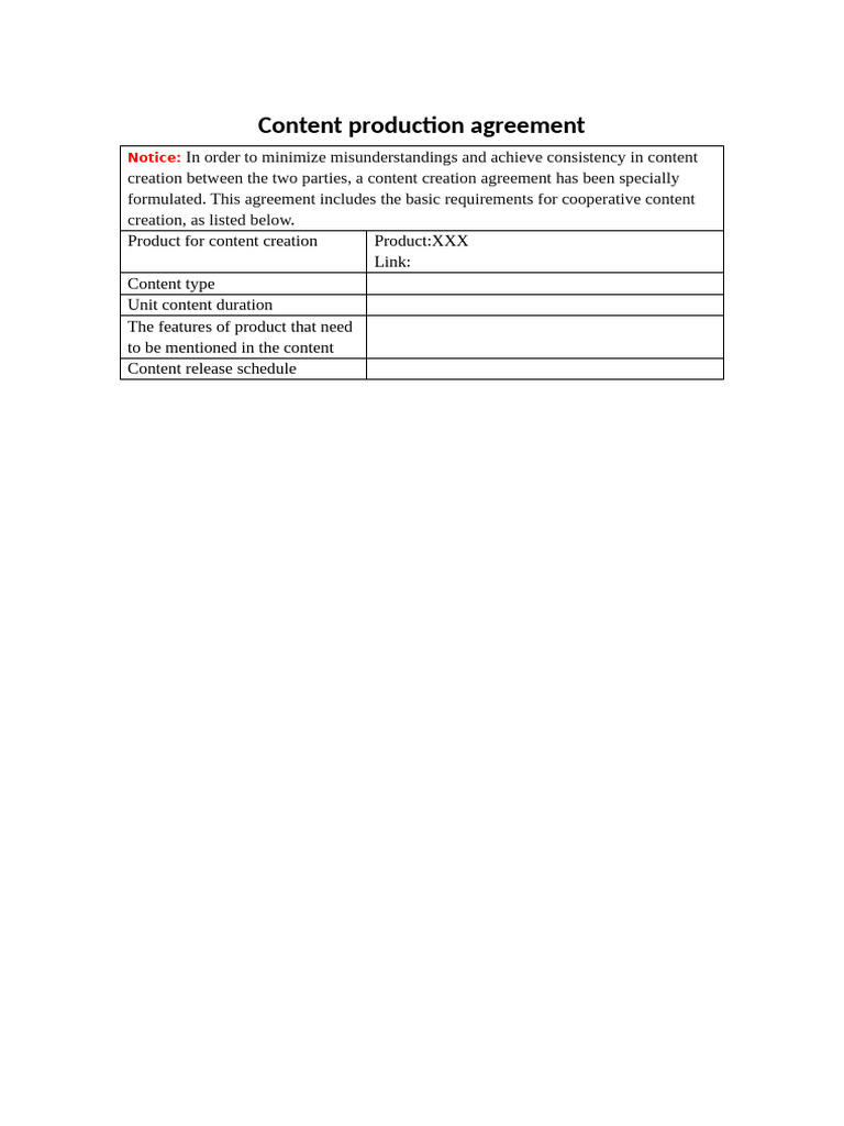 Content Production Agreement | PDF | Business | Finance & Money Management