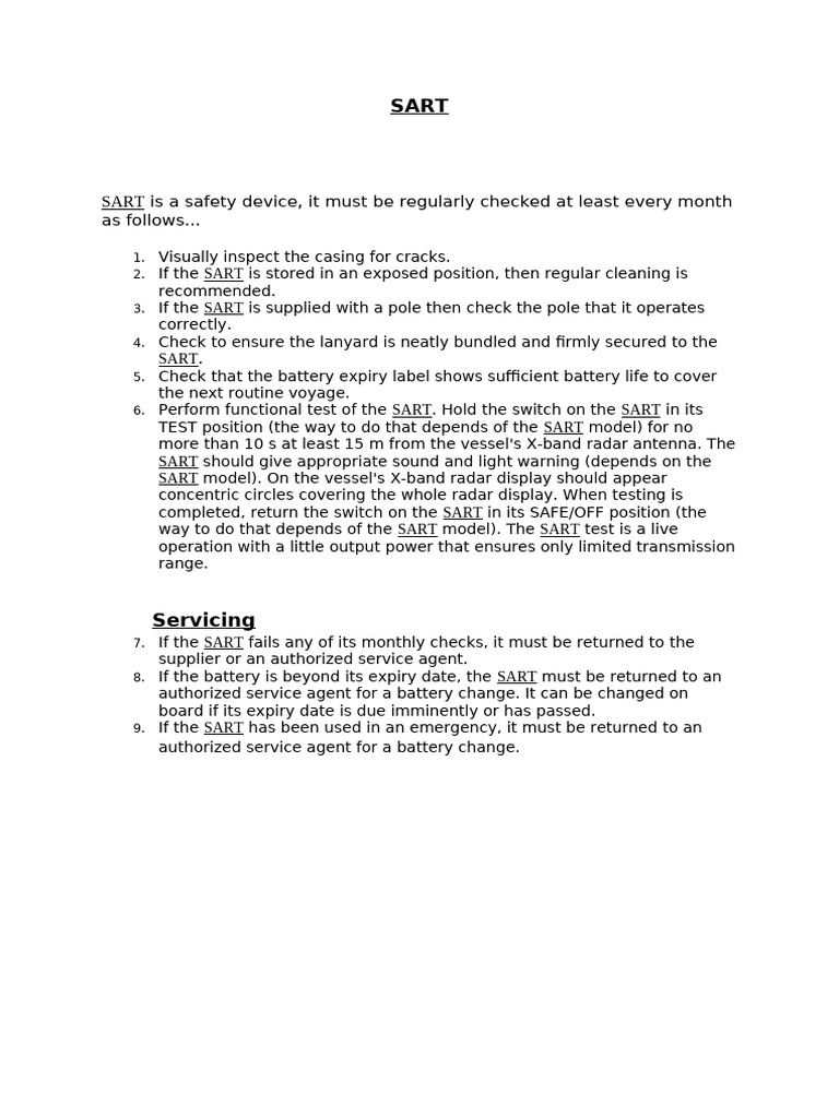 SART Maintenance and Inspection | PDF