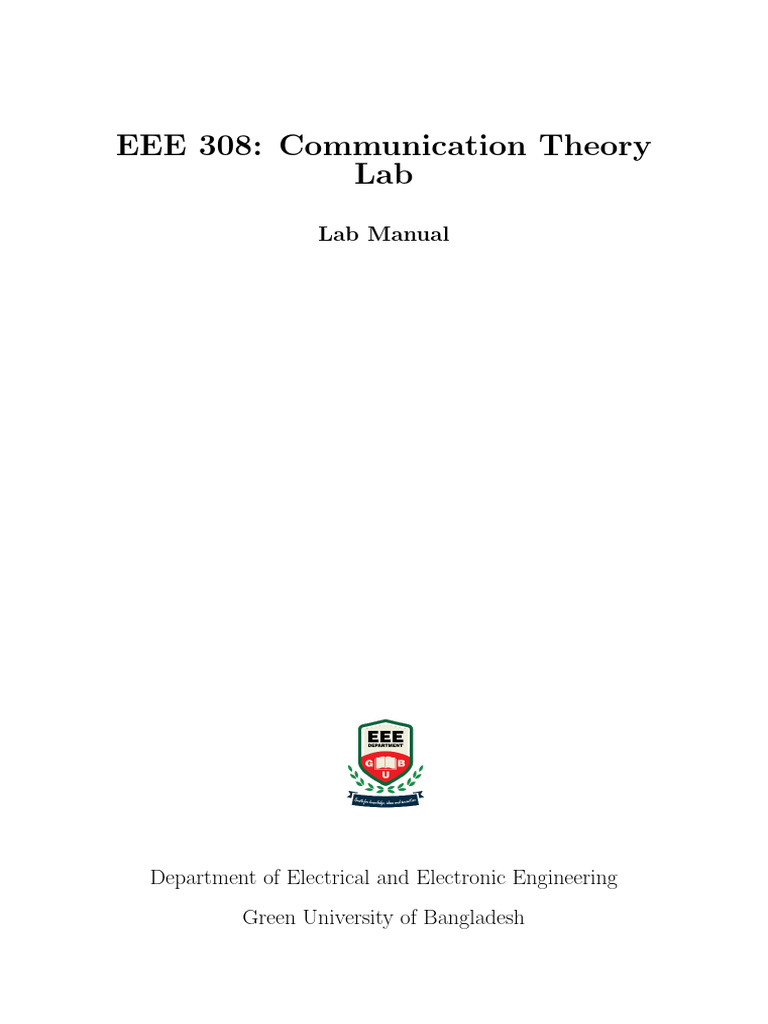 Lab Manual EEE 308 Communication Theory Lab | PDF | Detector (Radio) | Modulation