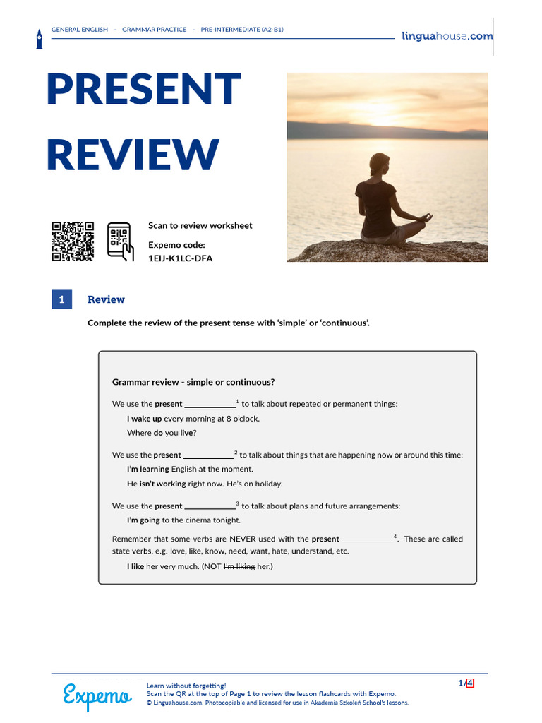 Present Tense Review for English Learners | PDF | Grammar | Linguistics
