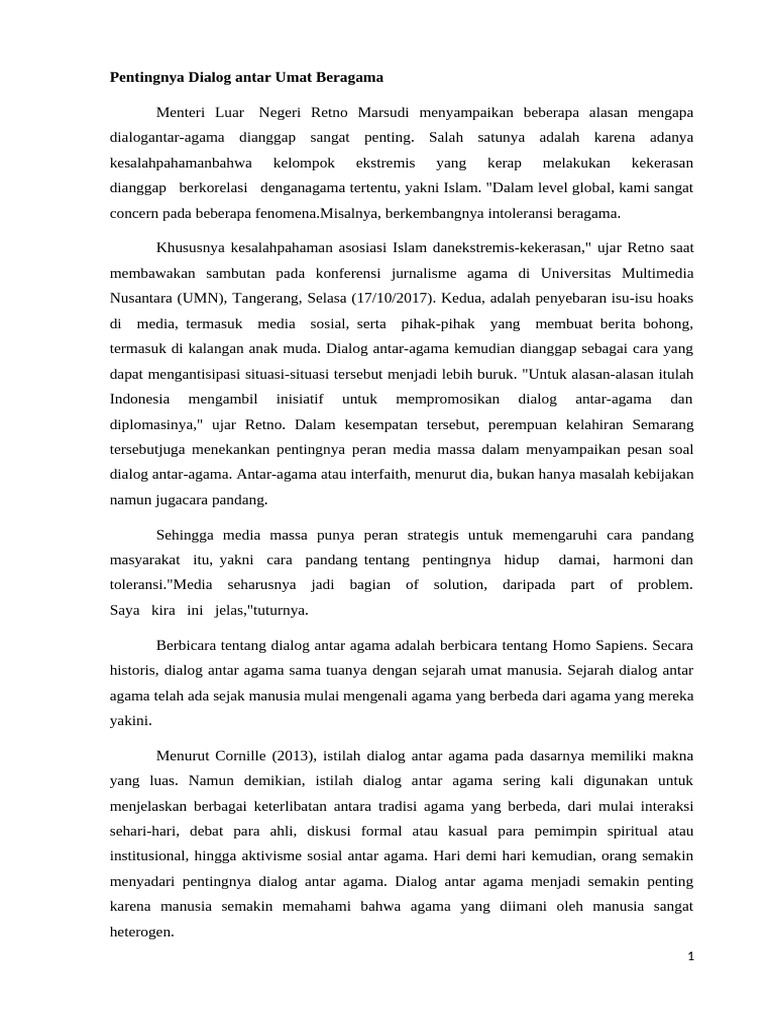 Pentingnya Dialog Antar Umat Beragama | PDF