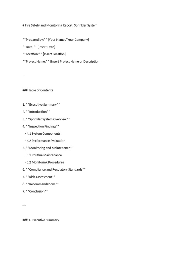 Fire Safety and Monitoring Repor1 | PDF | Fire Sprinkler System | Fire ...