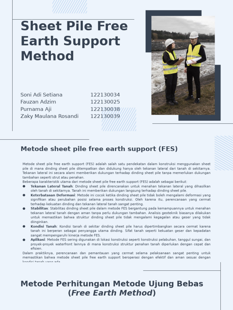 Sheet Pile Free Earth Support Metode | PDF