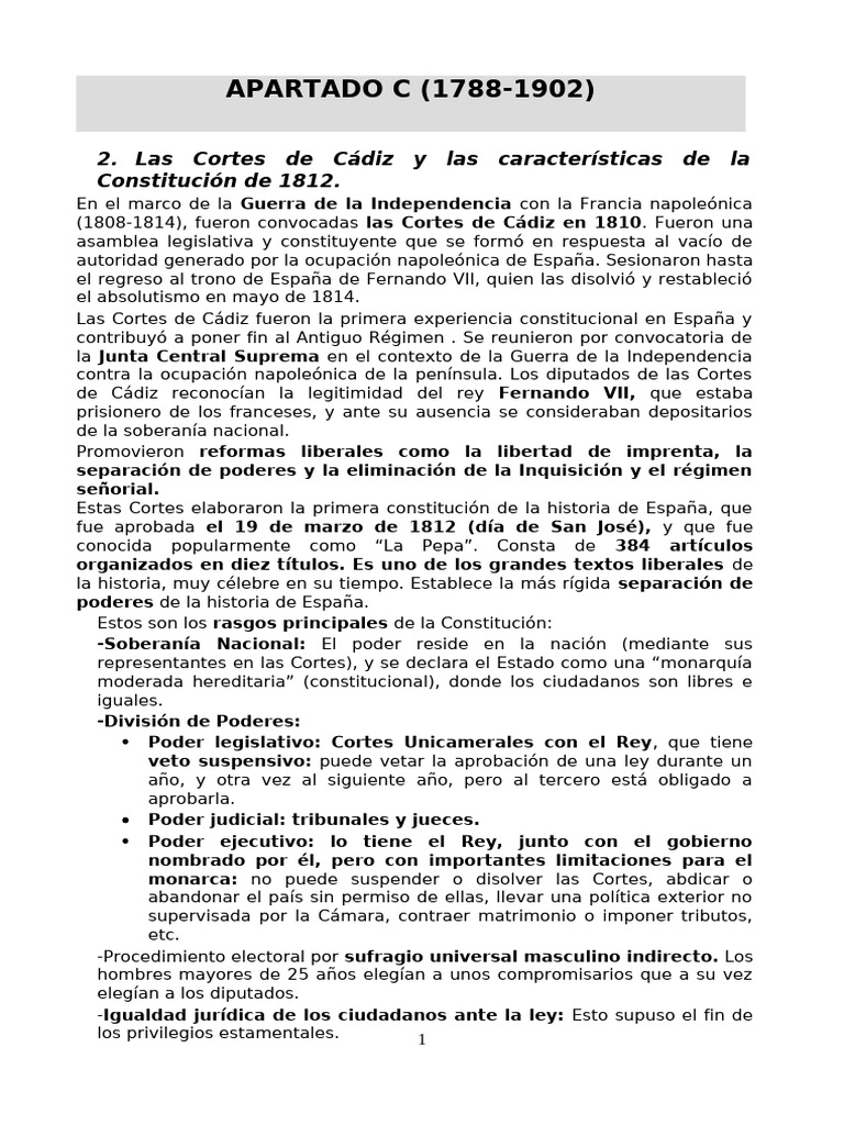 Constitución de 1812: Cortes de Cádiz | PDF | Gobierno | Ciencias Políticas