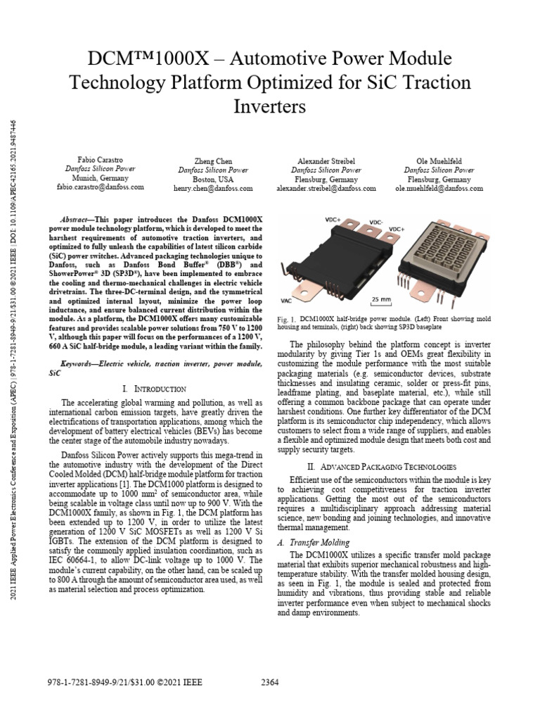 DCM1000X Automotive Power Module Technology Platform Optimized For SiC Traction Inverters | PDF ...