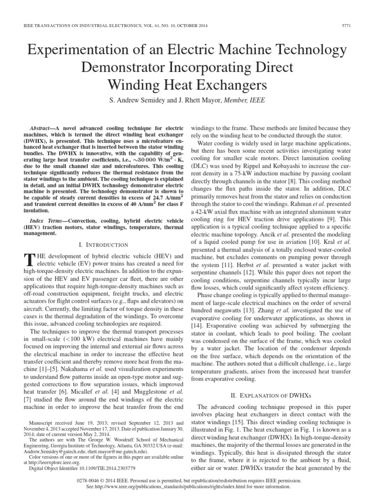 Experimentation of An Electric Machine Technology Demonstrator Incorporating Direct Winding Heat ...