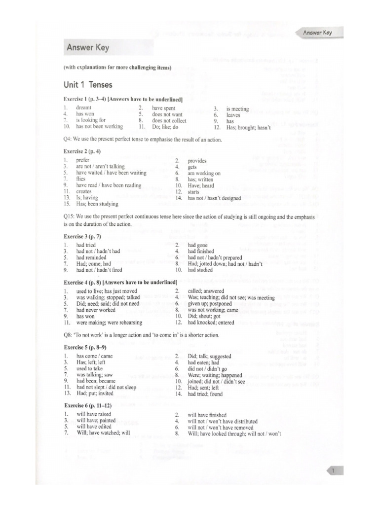 Grammar Answer Key | PDF