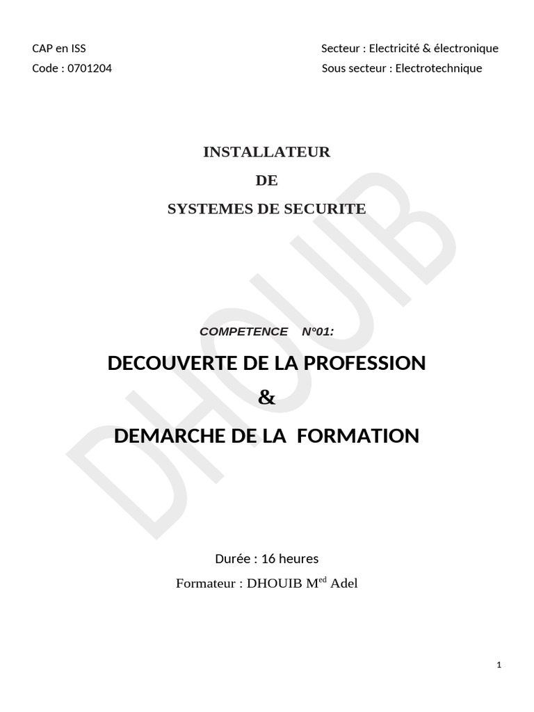 Formation CAP Installateur ISS | PDF | Sécurité