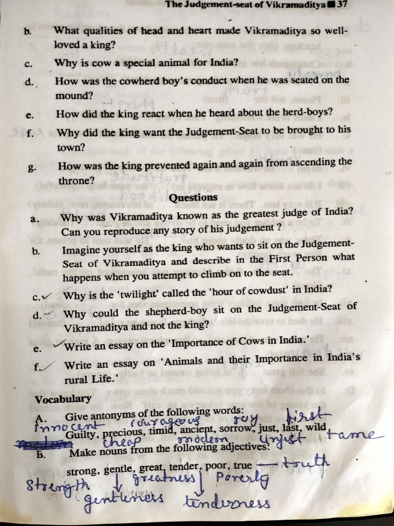 The Judgement Seat of Vikramaditya Vocabulary and Grammar | PDF