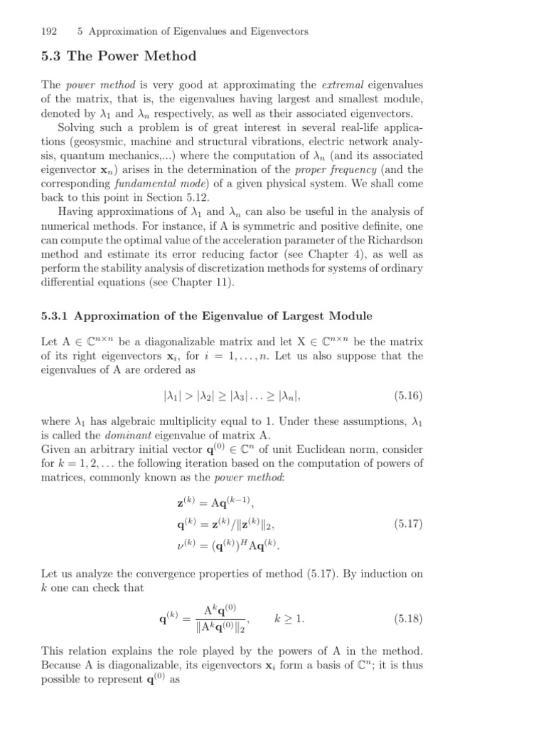Power Method for Eigenvalue Approximation | PDF | Eigenvalues And Eigenvectors | Matrix ...