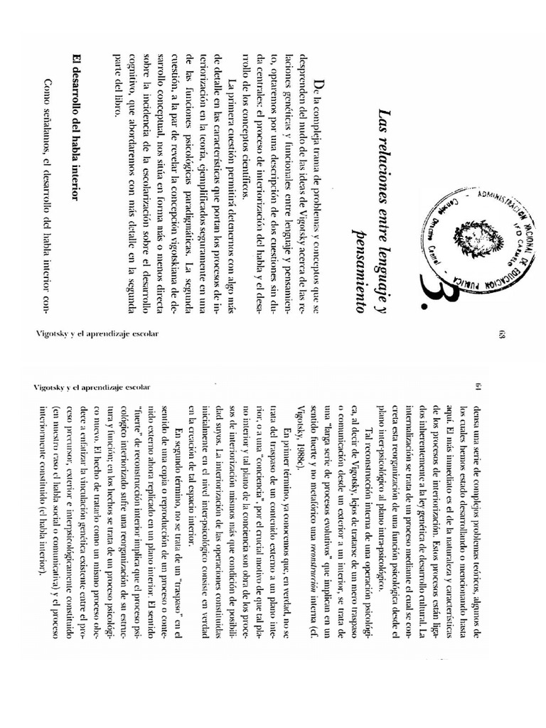 Vigotsky. El Aprendizaje Escolar. Cap. 3 1 | PDF