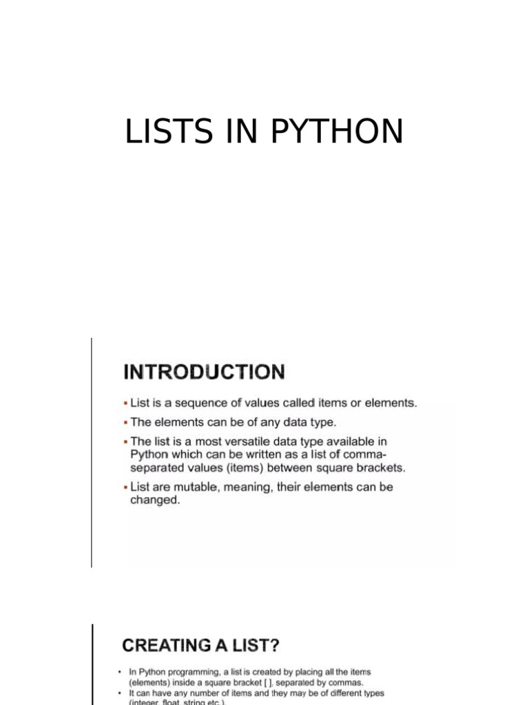 Lists in Python | PDF | Language Arts & Discipline