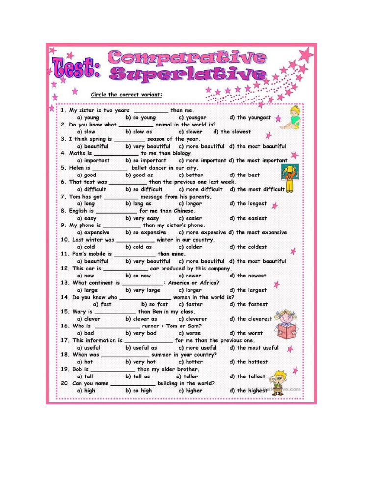 Adjective Degrees Test | PDF