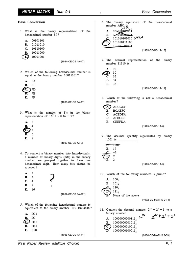Maths MC by Topic 1972, 1977-2017 With HKCEE - HKDSE Sample Papers | PDF | Encodings ...