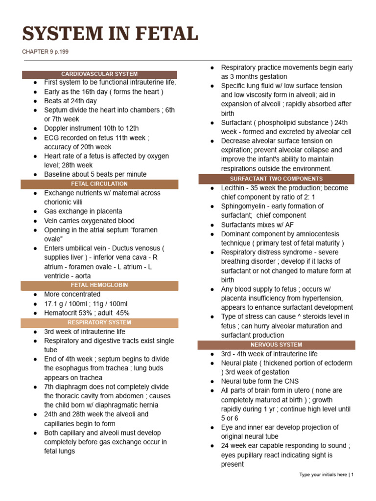 SYSTEM IN FETUS DEVELOPMENT | PDF | Fetus | Anatomy