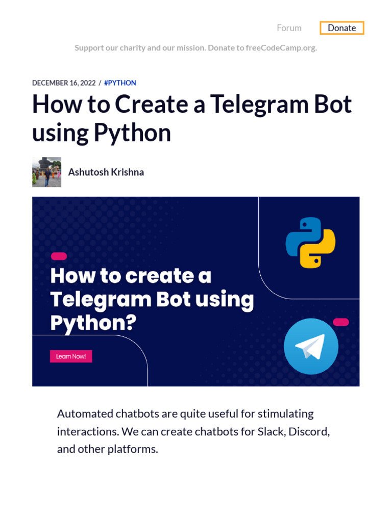 How To Create A Telegram Bot Using Python | PDF | Software Development | Software