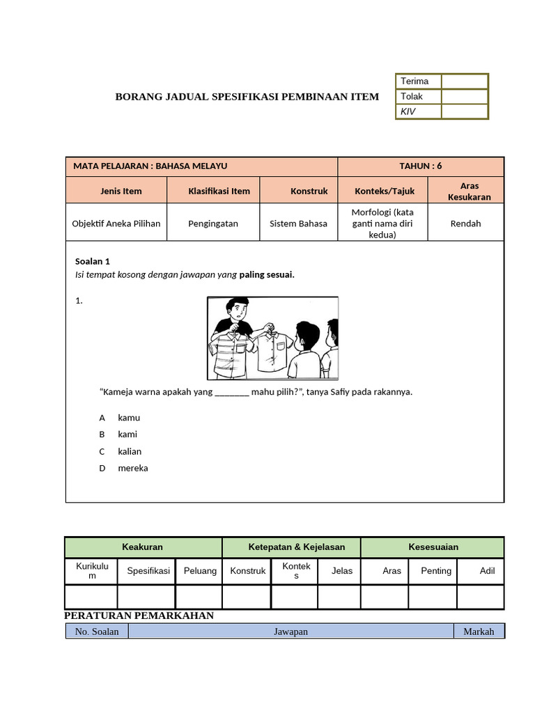 JSI BM TAHUN 6 (edited) | PDF