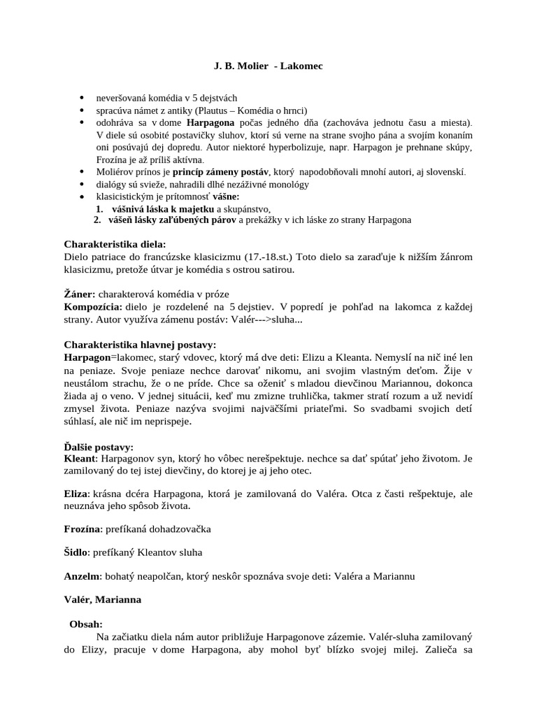Molier - Lakomec | PDF