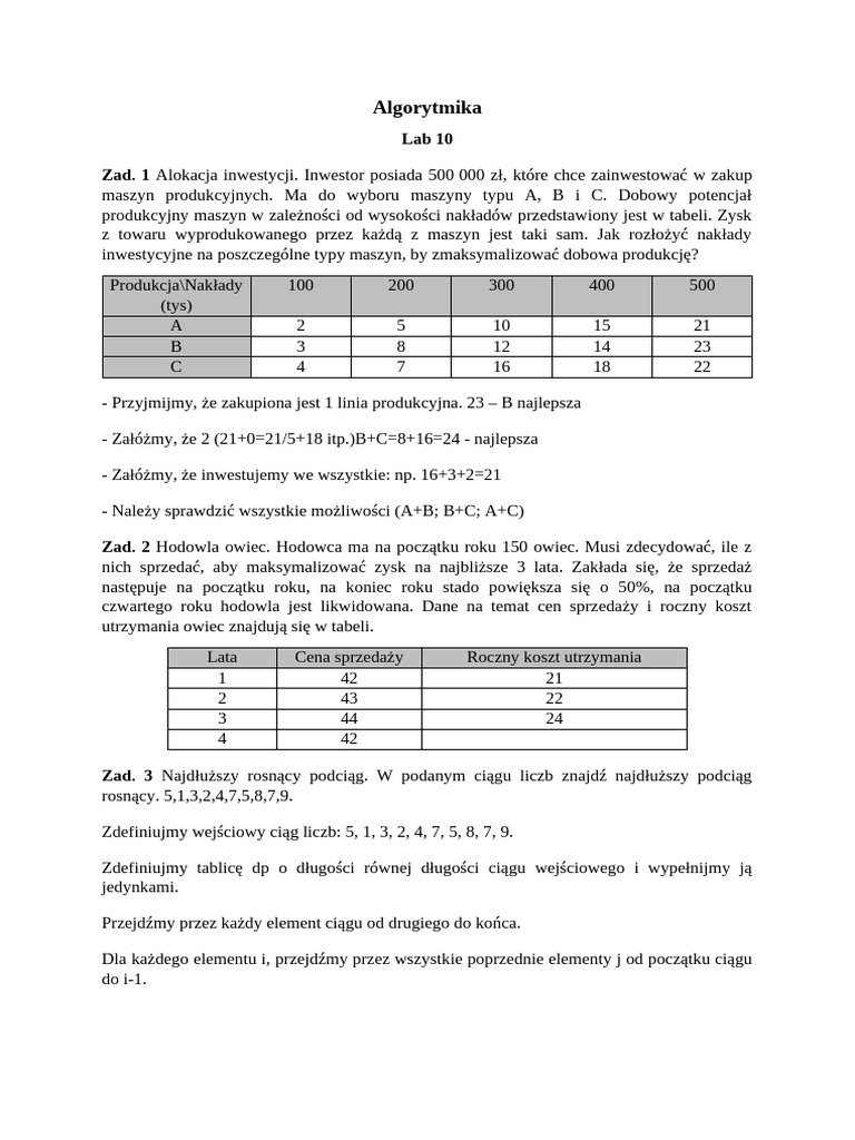 Algorytmy 10 | PDF