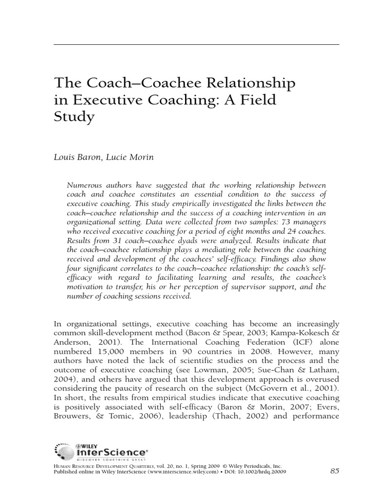 The Coach Coachee Relationship in Executive Coaching | PDF ...