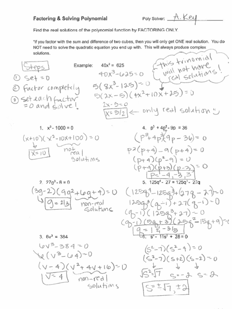 Solve by Factoring Practice With Example KEY | PDF